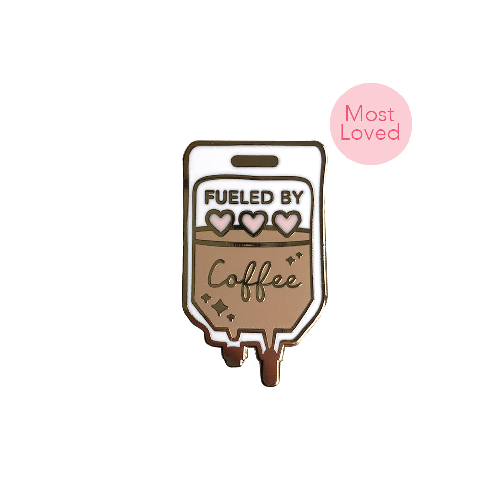 Fueled by Coffee Enamel Pin – Jessica Ku Design